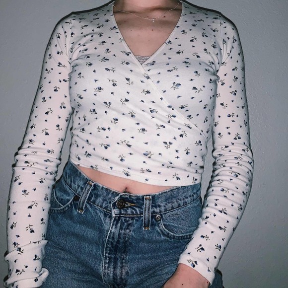 Brandy Melville | Tops | Floral Brandy Melville Crossover Top | Poshmark
